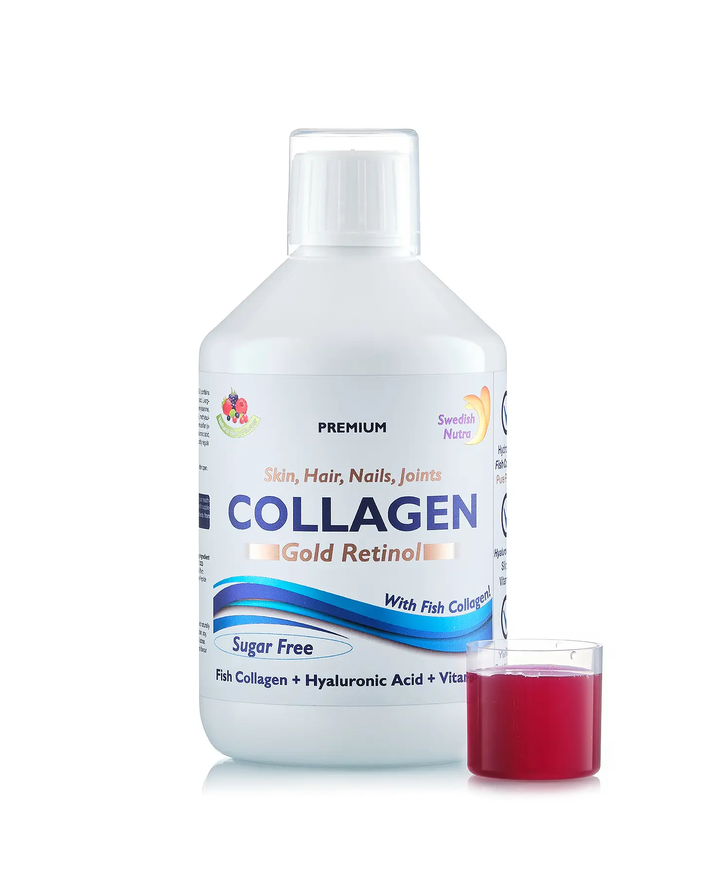 Colagen Gold Retinol fara zahar (din Peste) -Lichid, Hidrolizat Tip 1 ...