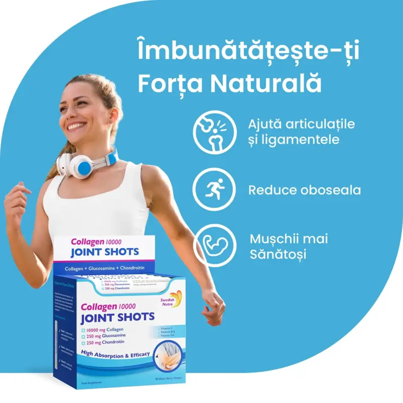 Joint Shots – 30 shots – Colagen lichid hidrolizat de tip 1, 2 și 3 cu ...